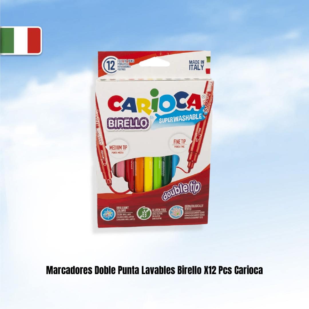 Marcadores Doble Punta Lavables Birello X12 Pcs Carioca - Supermaxi