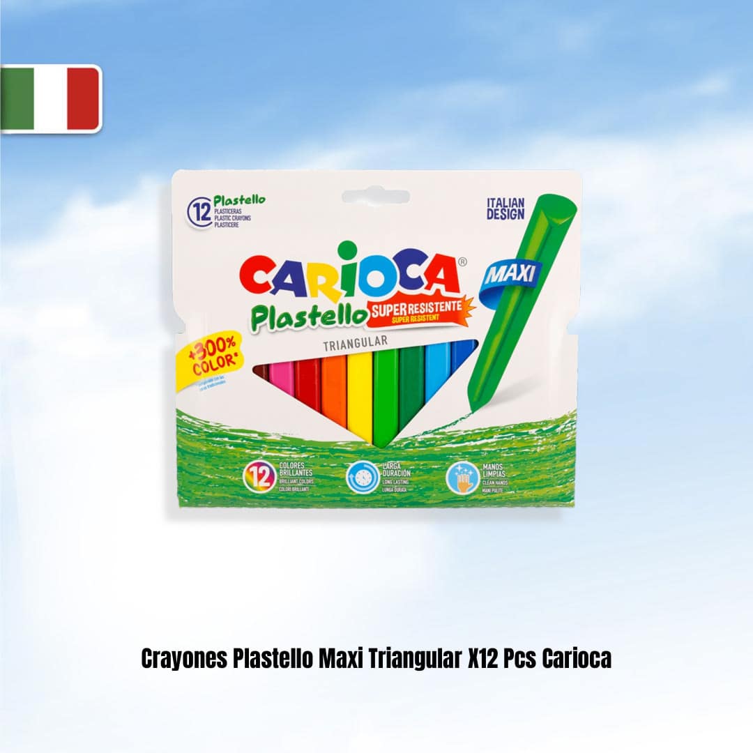 Crayones Plastello Maxi Triangular X12 Pcs Carioca - Supermaxi