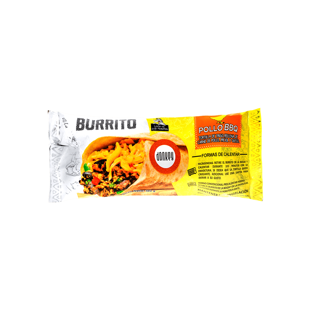 Burrito De Pollo Bbq Congelado DONKEY 180 G - Supermaxi