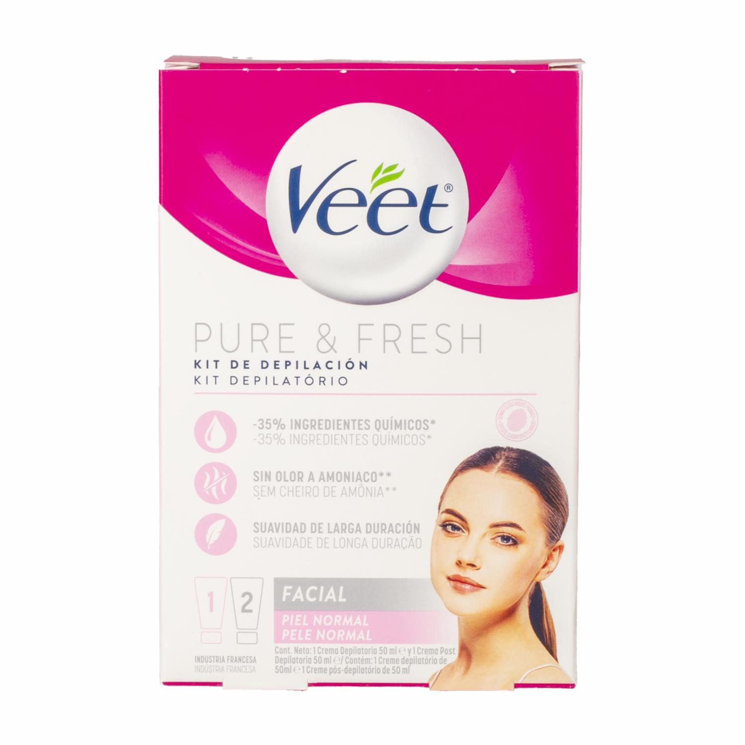 Crema Depiladora Facial Piel Normal Pure Y Fresh Kit VEET 100 Ml ...
