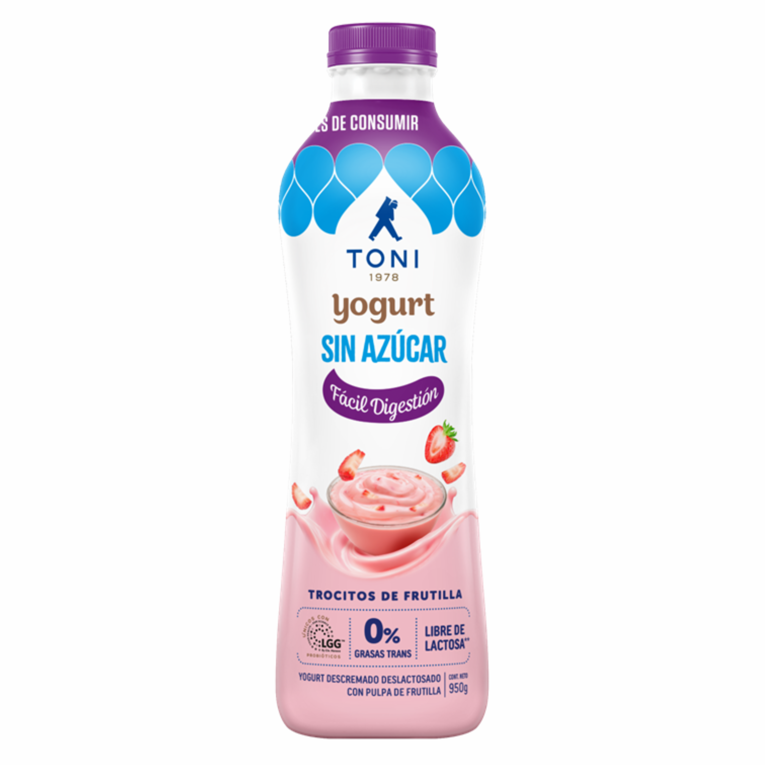 Yogurt Sin Azúcar Deslactosado Con Trocitos De Frutas TONI 950 G ...