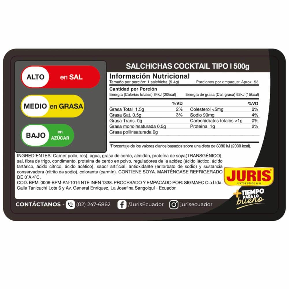 Salchichas Coctail De Res JURIS 500 G - Supermaxi