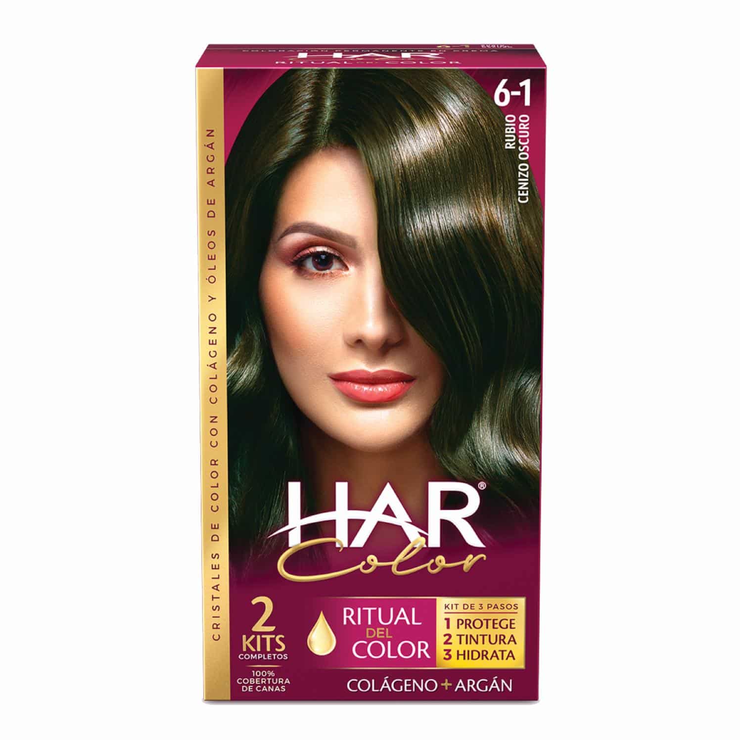 Tinte De Cabello Color Rubio Dorado Cenizo 6-1 HAR 100 G - Supermaxi