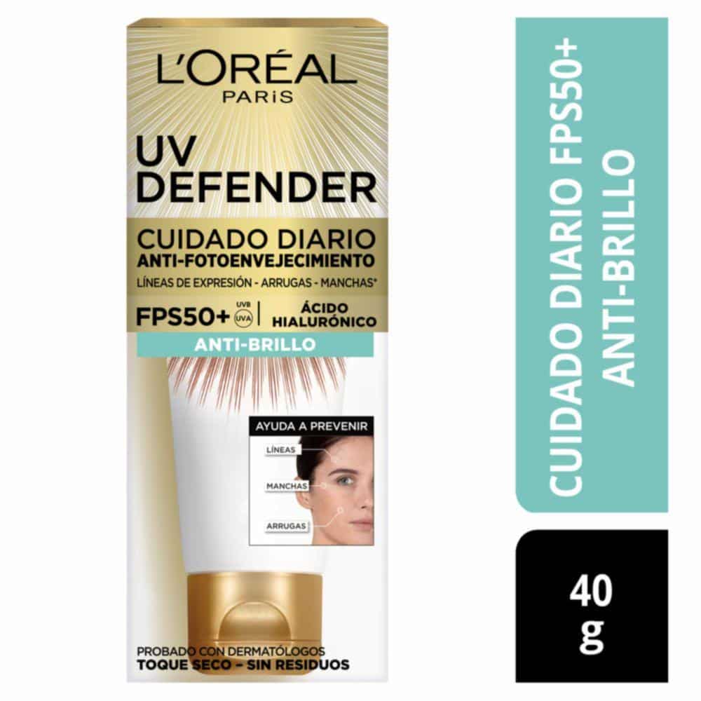 Protector Solar Facial Uv Defender Fps 50+ Anti Brillo L'ORÉAL 40 G ...