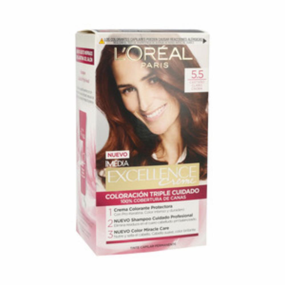 Tinte Para Cabello Tono 5.5 Castaño Claro Caoba EXCELLENCE L´ORÉAL 1 ...