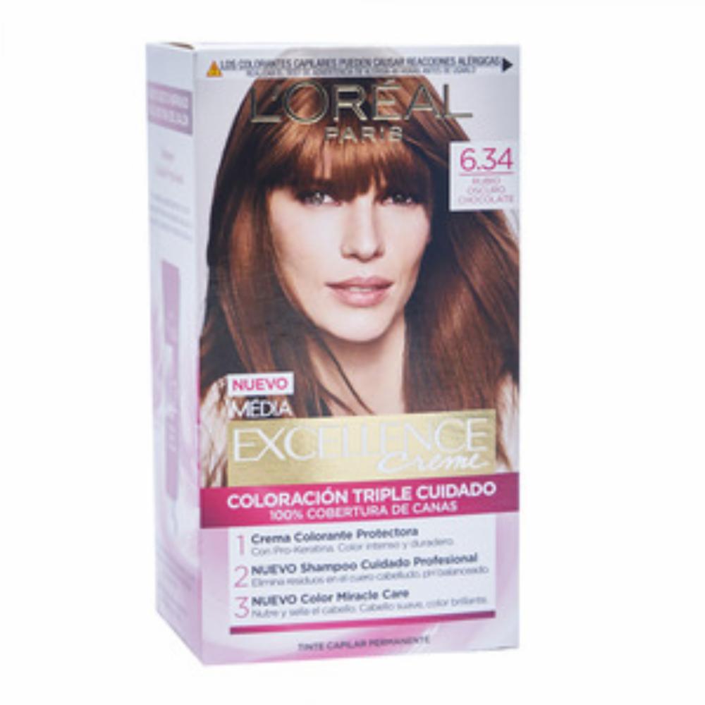 Tinte Para Cabello Tono 6.34 Rubio Oscuro Chocolate EXCELLENCE L´ORÉAL ...