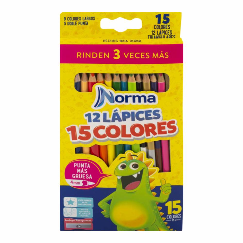 Lápices De Colores 15 Colores NORMA X 15 Uds - Supermaxi