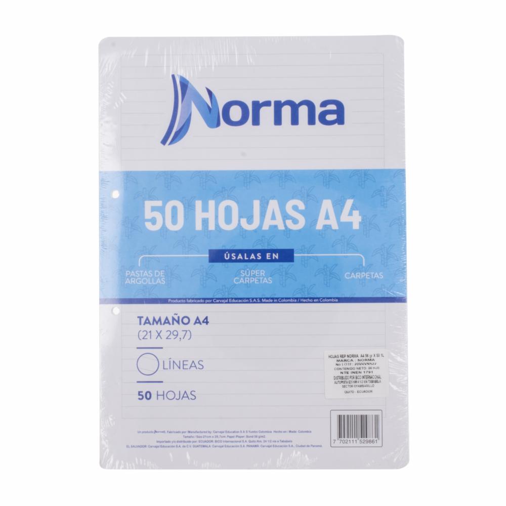 Hojas A4 1 Línea NORMA X 50 Uds - Supermaxi