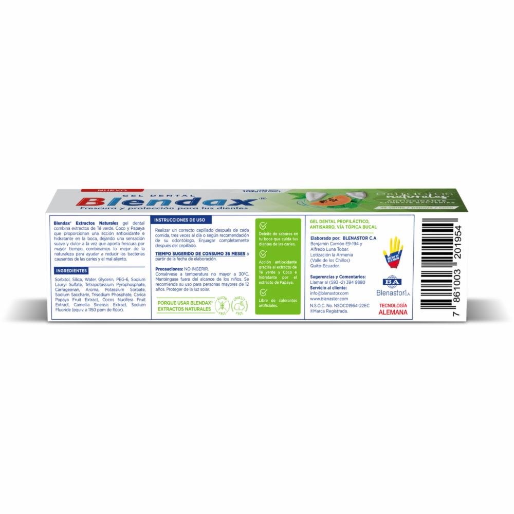 Crema Dental Con Extractos Naturales Té Verde Y Papaya BLENDAX 102 G ...