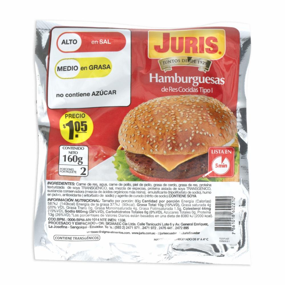 Hamburguesa De Res Tipo I JURIS 160 G - Supermaxi