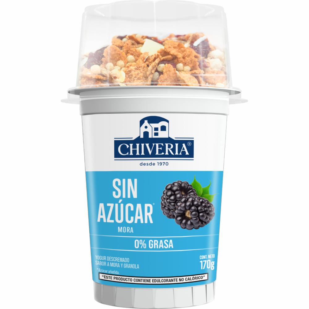 Yogur Cuchareable Descremado Mora y Granola Sin Azúcar 0% Grasa CHIVERIA 170 G - Supermaxi