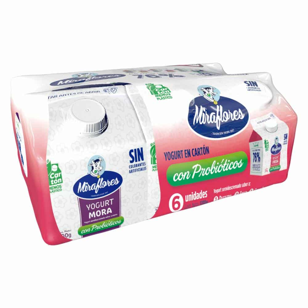 Yogurt Semidescremado Sabores Surtidos En Cartón MIRAFLORES 6 X 200 G ...