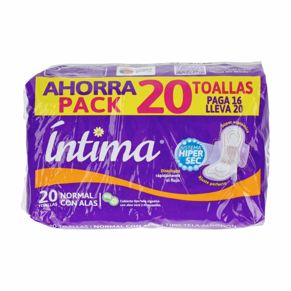 Toalla Femeninas Normal Con Alas INTIMA X 20 Uds - Supermaxi