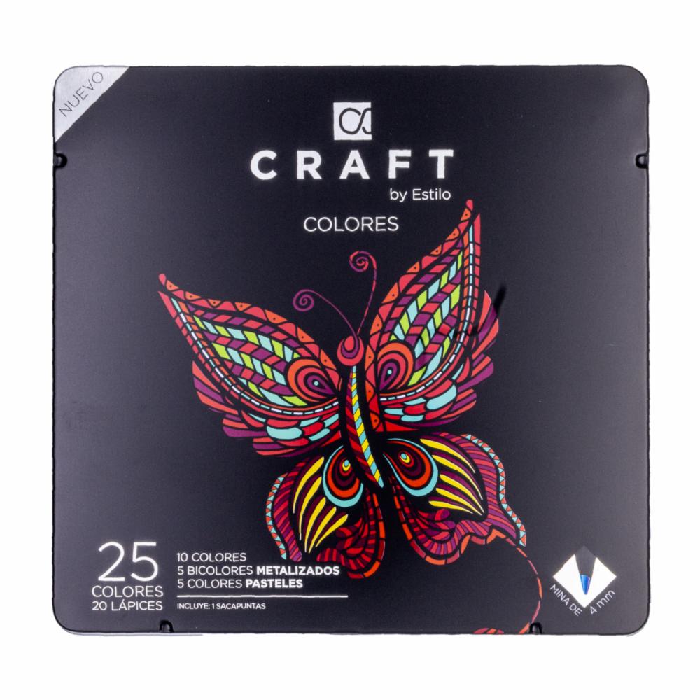 Lápices De Colores Craft Caja Metálica ESTILO 1X25Unidades - Supermaxi