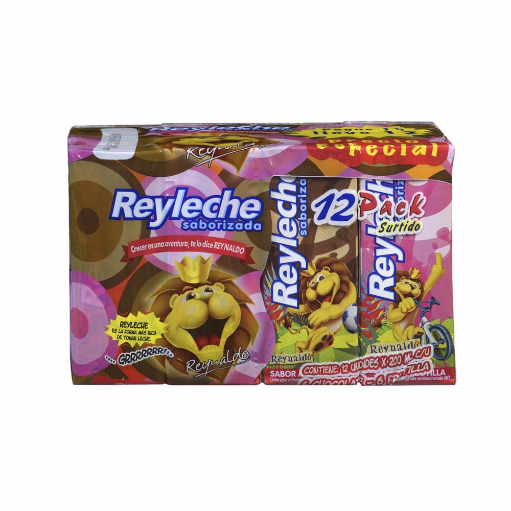 Leche Saborizada Varios Sabores REY LECHE 12 X 200 Ml - Supermaxi