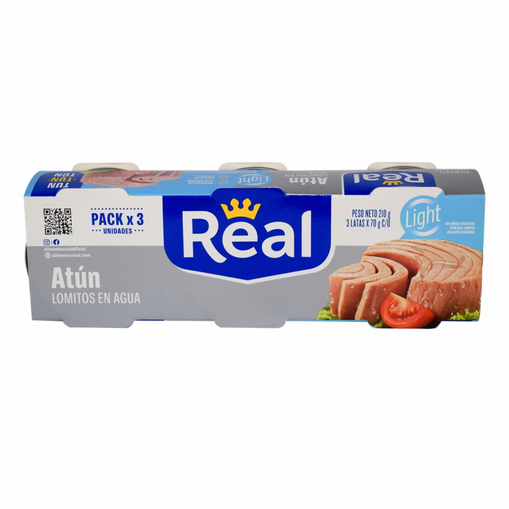 Atún Light Lomitos En Agua REAL 3 X 70 G - Supermaxi