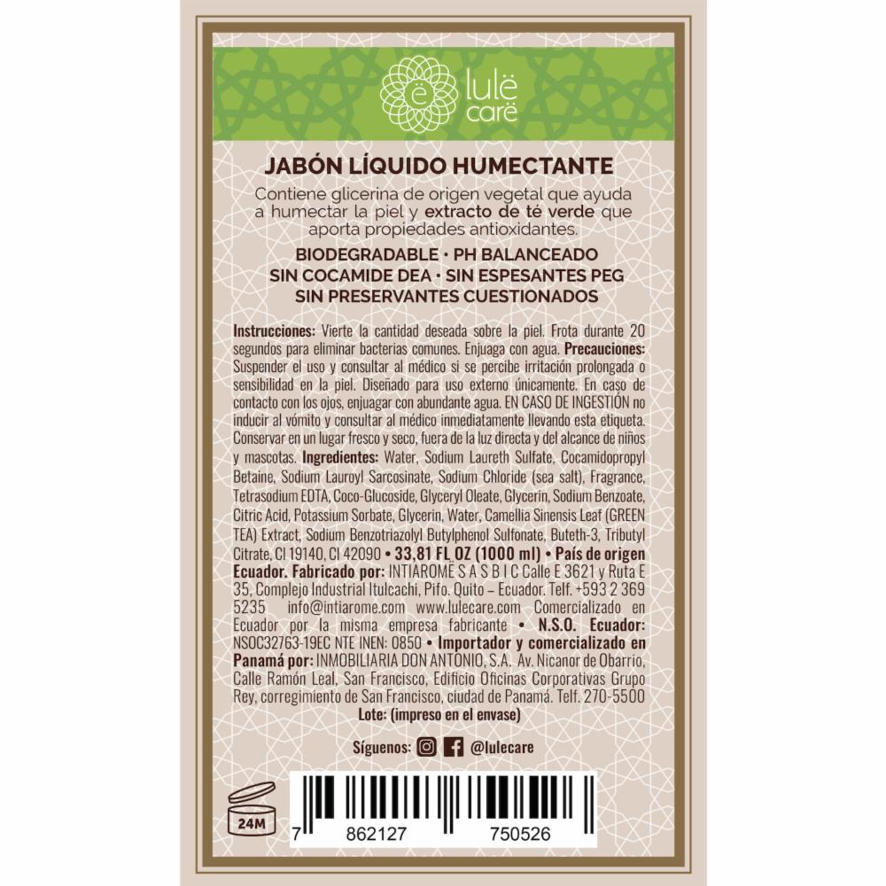 Jabón Líquido Humectante Fragancia Refreshing Verbena Refill LULË 1000 ...