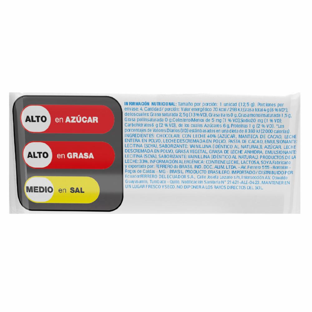 Barra De Chocolate 33% Ingredientes De La Leche KINDER 50 G - Supermaxi
