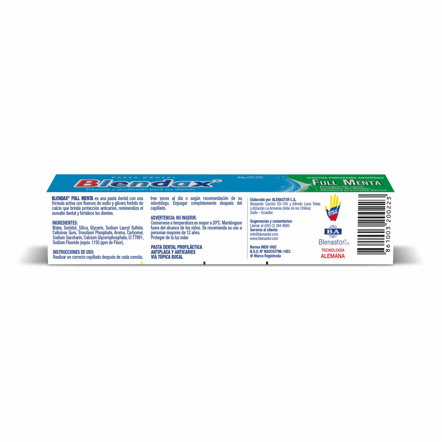 Crema Dental Full Sabor A Menta BLENDAX 75 Ml - Supermaxi