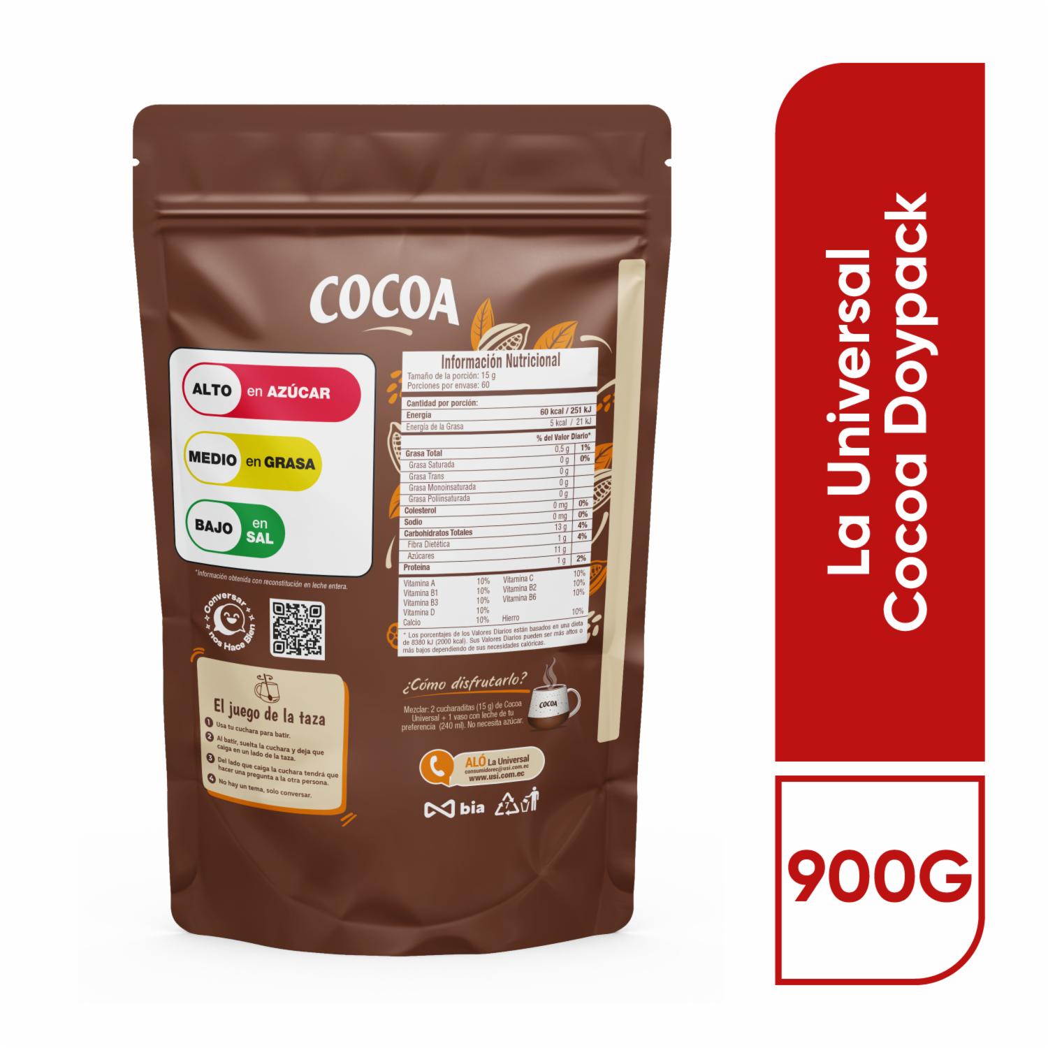 Cocoa En Polvo Doypack LA UNIVERSAL 900 G - Supermaxi