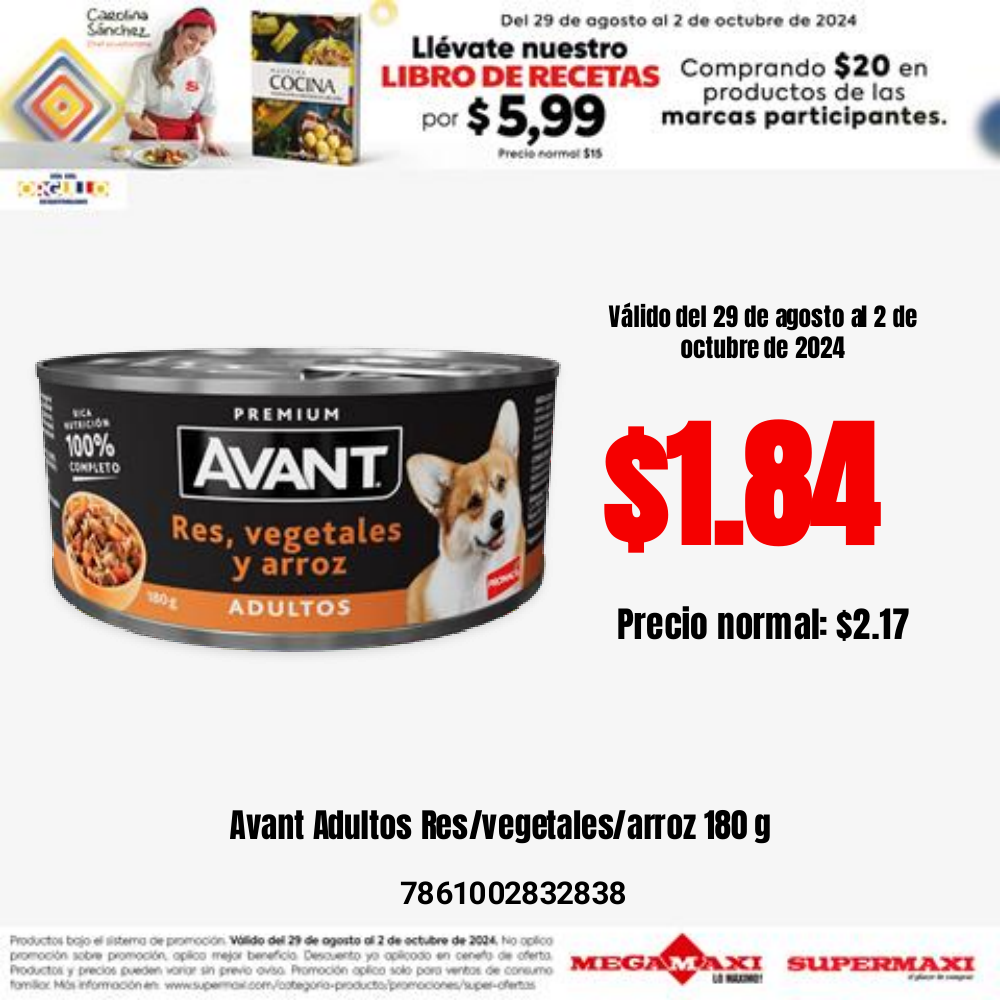 Alimento Húmedo Para Perros Adultos Sabor A Res Vegetales Y Arroz AVANT ...