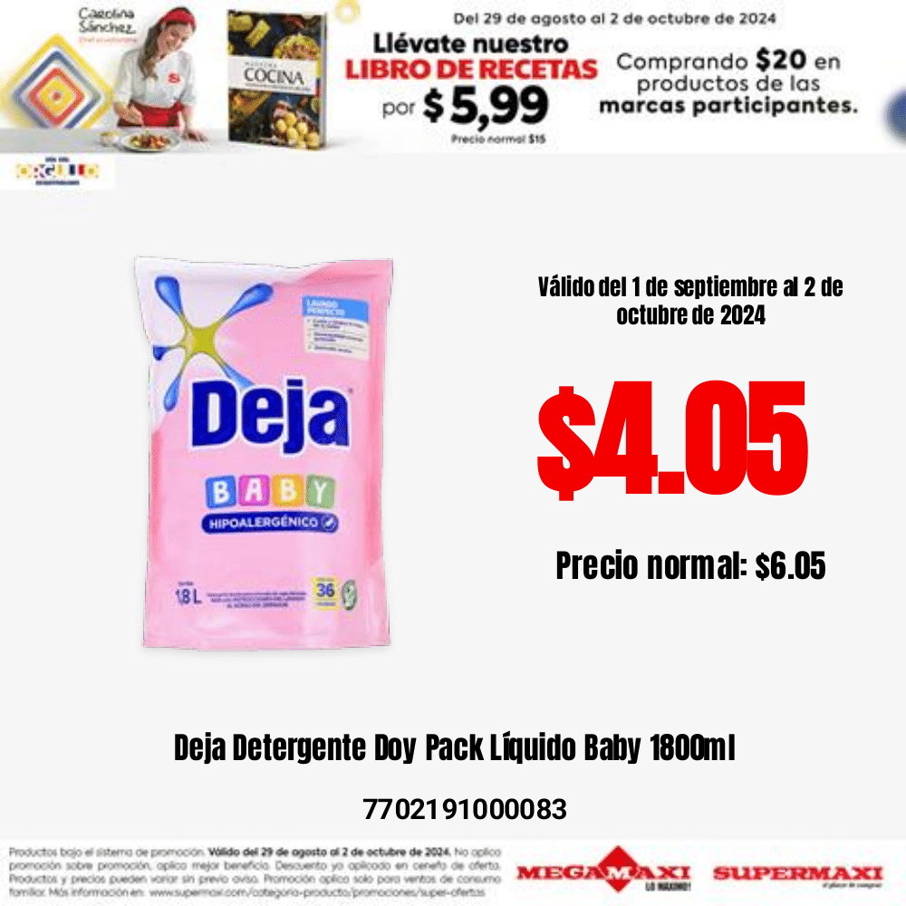Detergente Liquido Baby Doy Pack DEJA 1800 Ml - Supermaxi