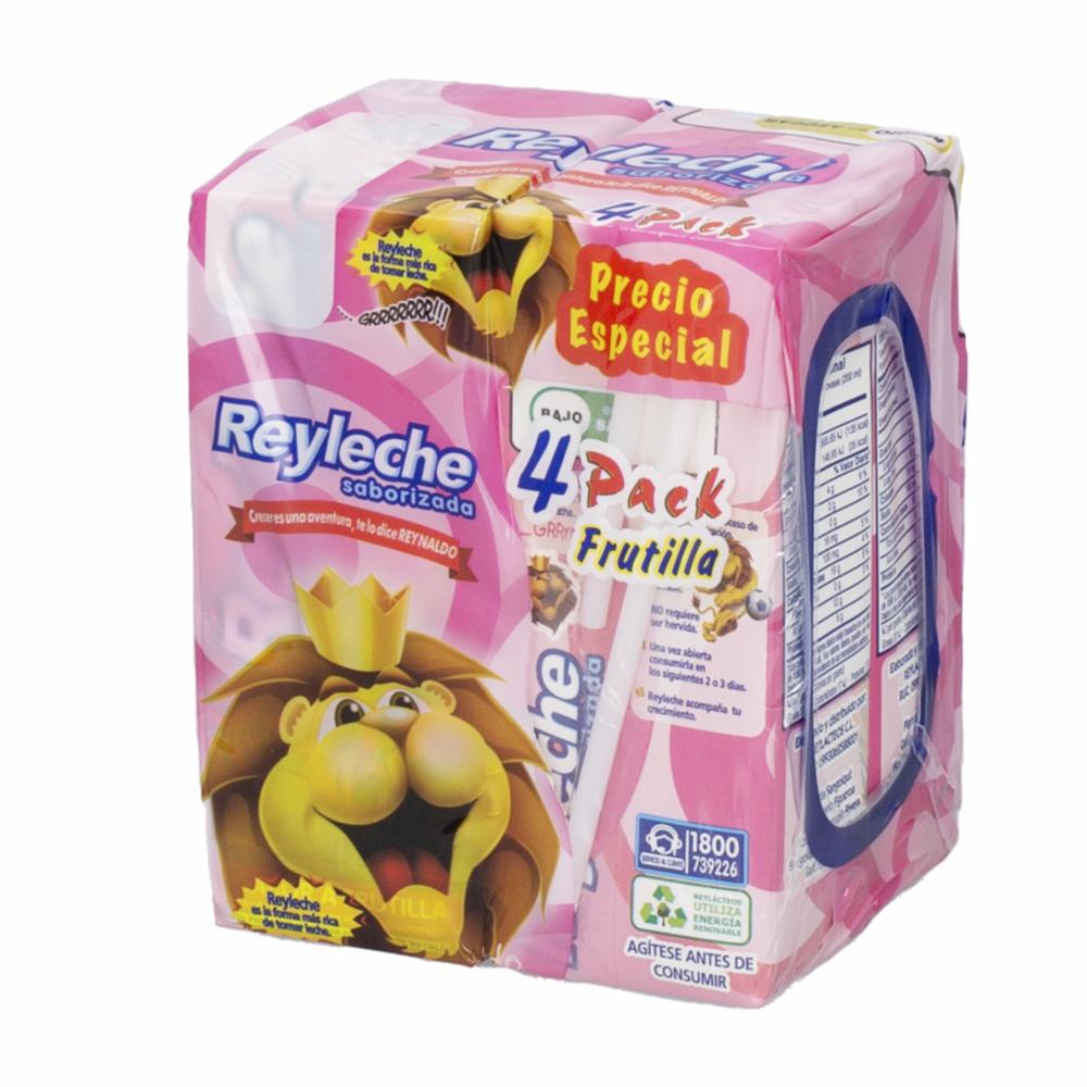 Leche Saborizada De Frutilla REY LECHE 4 X 200 Ml - Supermaxi