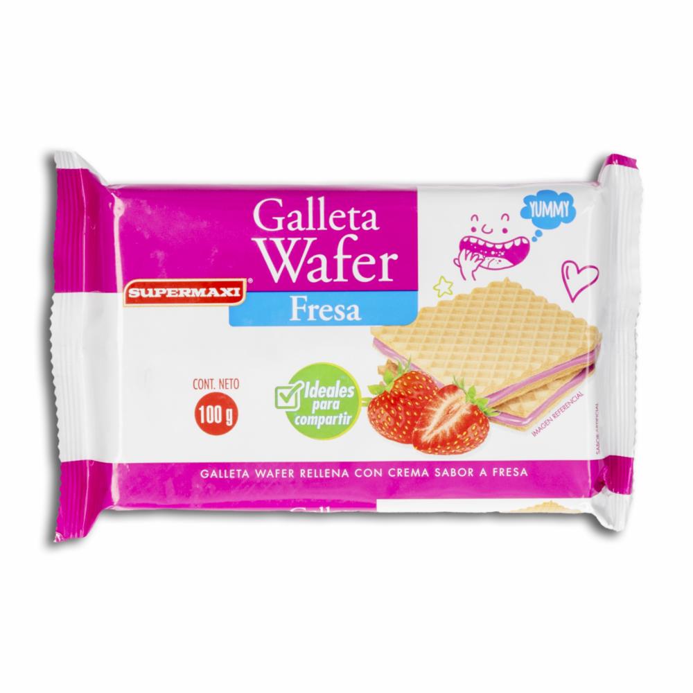 Galletas Waffer Rellenas Con Crema Sabor A Fresa SUPERMAXI 100 G ...