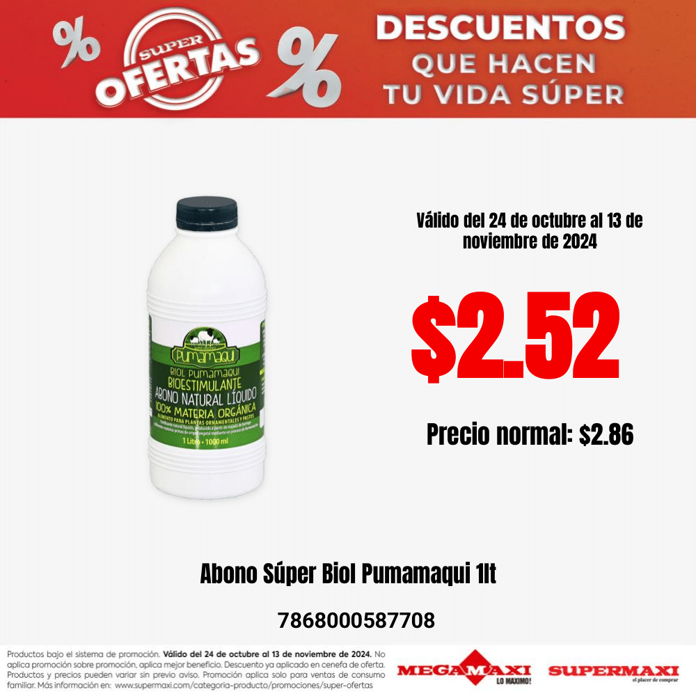 Abono Orgánico Biol Enriquecido PUMAMAQUI 1 Litro - Supermaxi