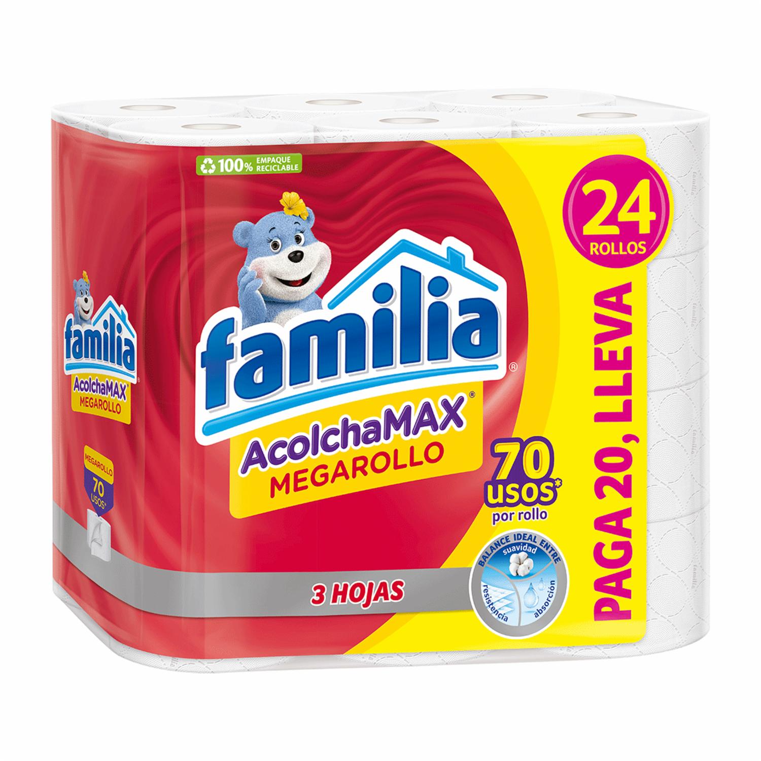 Papel Higiénico Acolchamax Megarollo Precio Especial FAMILIA 24 Rollos ...