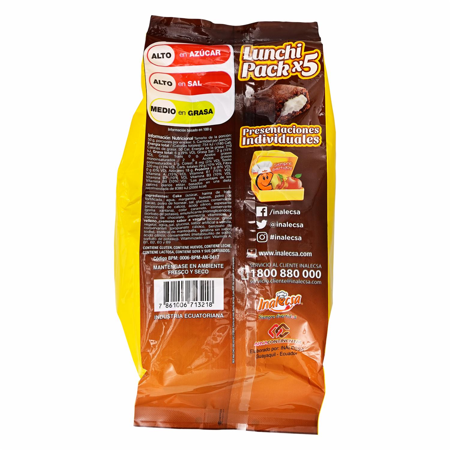 Pack Lunchi Chococake INACAKE! 50 G X5 - Supermaxi