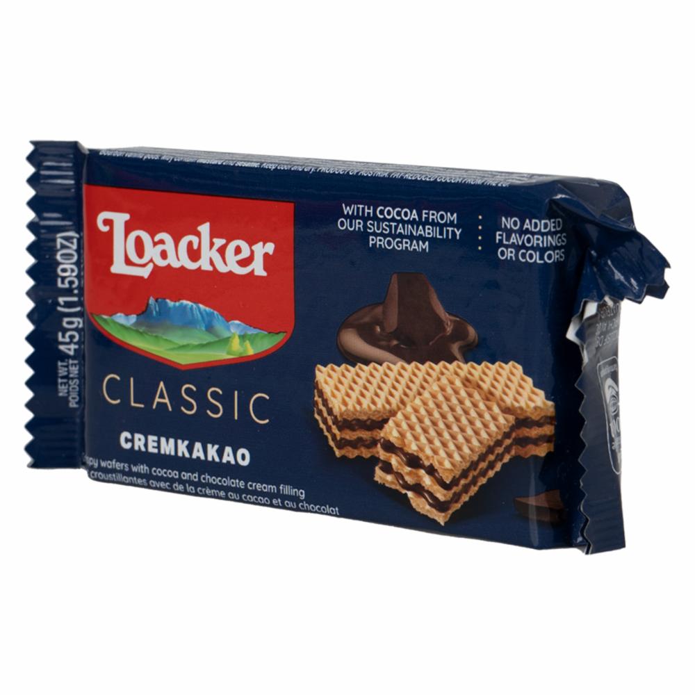 Galleta Classic Wafer Rellena Cacao Y Chocolate LOACKER 45 G - Supermaxi