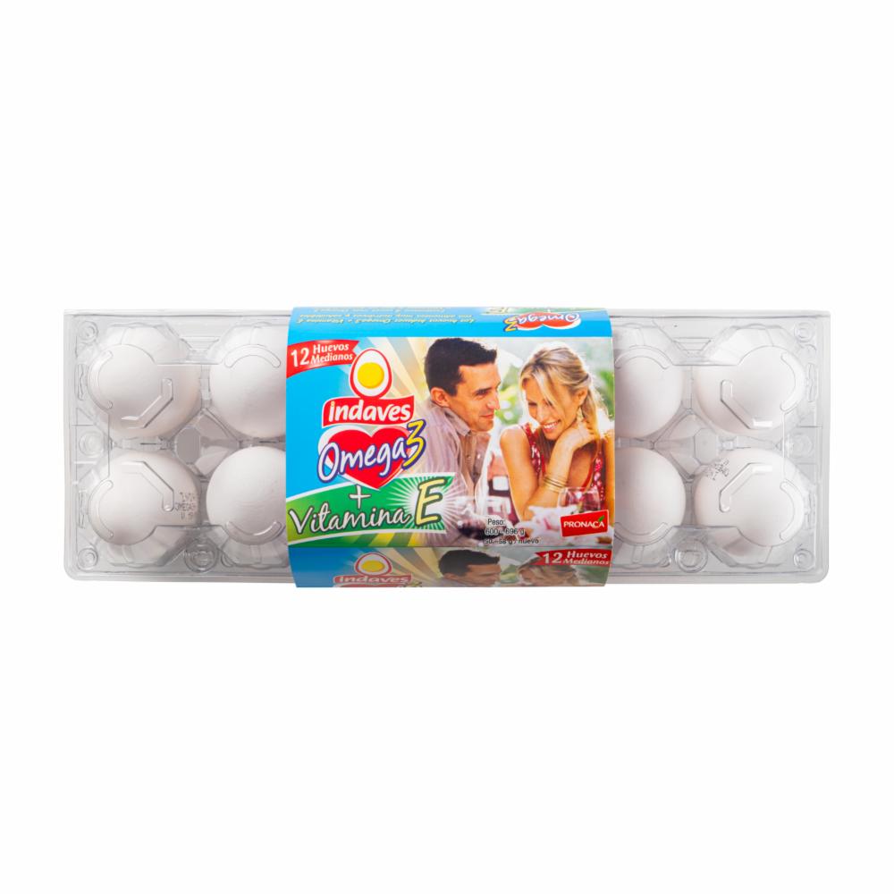 Huevos Blancos Medianos Omega 3 + Vitamina E INDAVES X 12 Uds - Supermaxi
