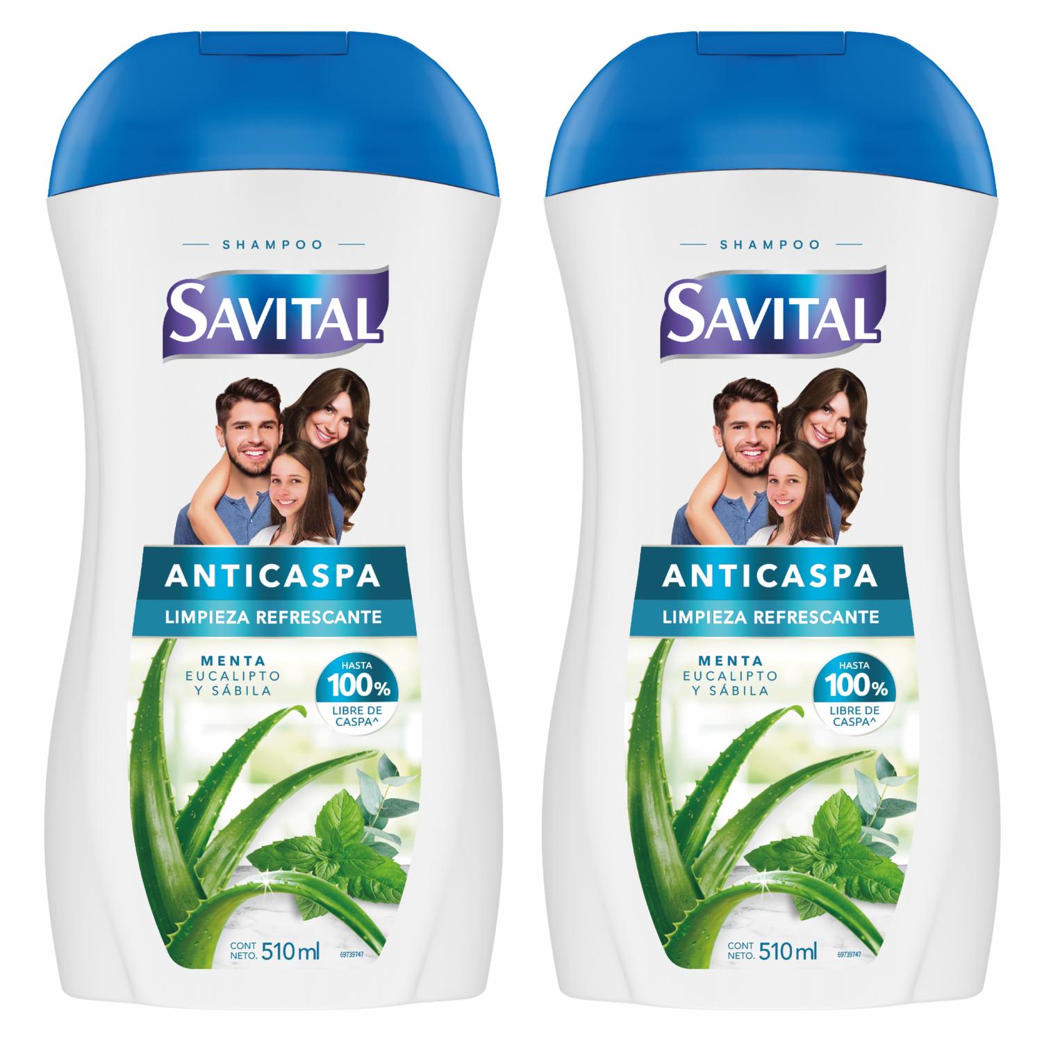 Shampoo Anticaspa Menta Y Eucalipto Pack SAVITAL 2 X 510 Ml - Supermaxi