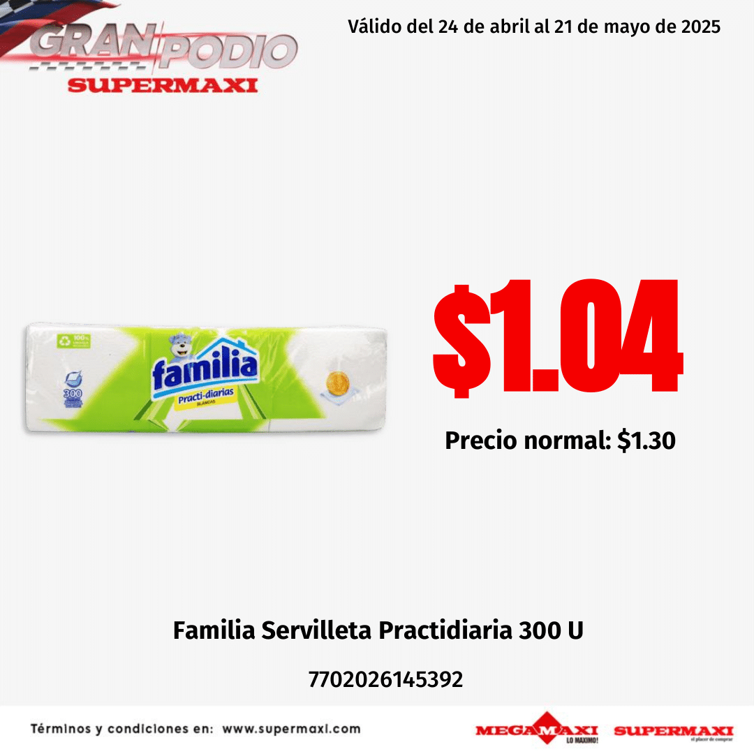 Familia Servilleta Practidiaria 300 U - Supermaxi