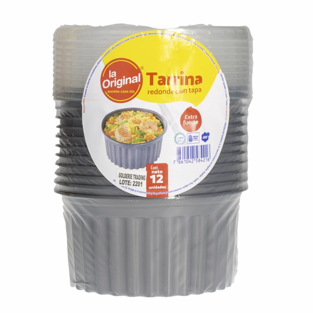 Tarrina Gris Con Tapa 500 Ml LA ORIGINAL X 12 Uds - Supermaxi
