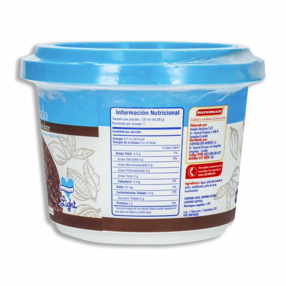 Helado Light Chocolate SUPERMAXI 900 Ml - Supermaxi