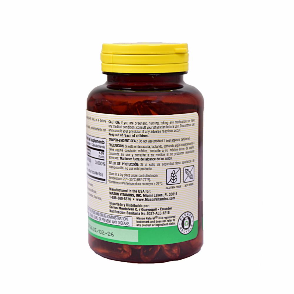 Vitamina E Softgels 1000 Iu MASON NATURAL 100 Uds - Supermaxi