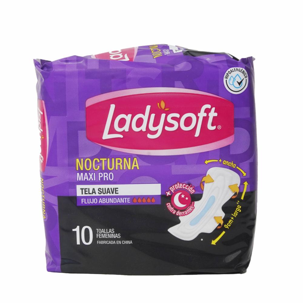 Toallas Sanitarias Nocturna Maxi Pro LADYSOFT X 10 Uds - Supermaxi