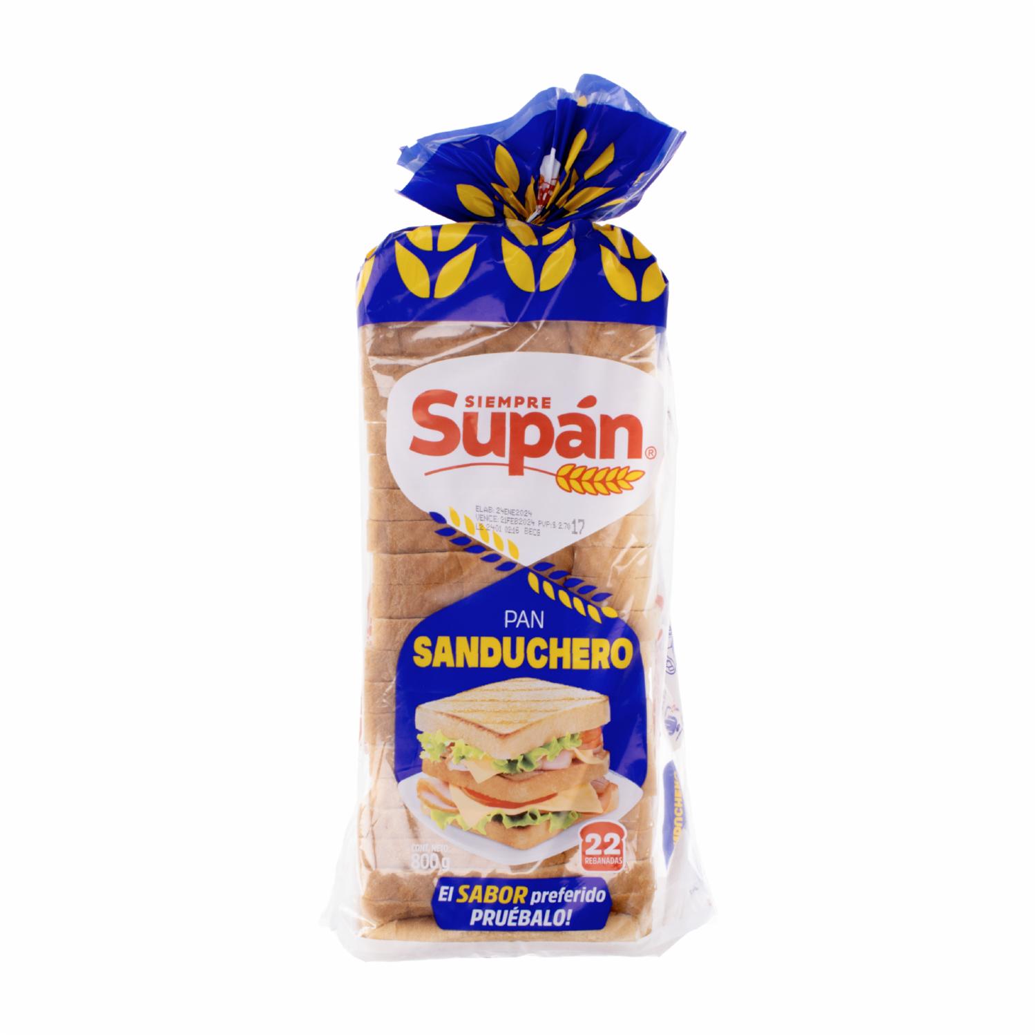 Pan Sanduchero 22 Rebanadas SUPÁN 800 G - Supermaxi