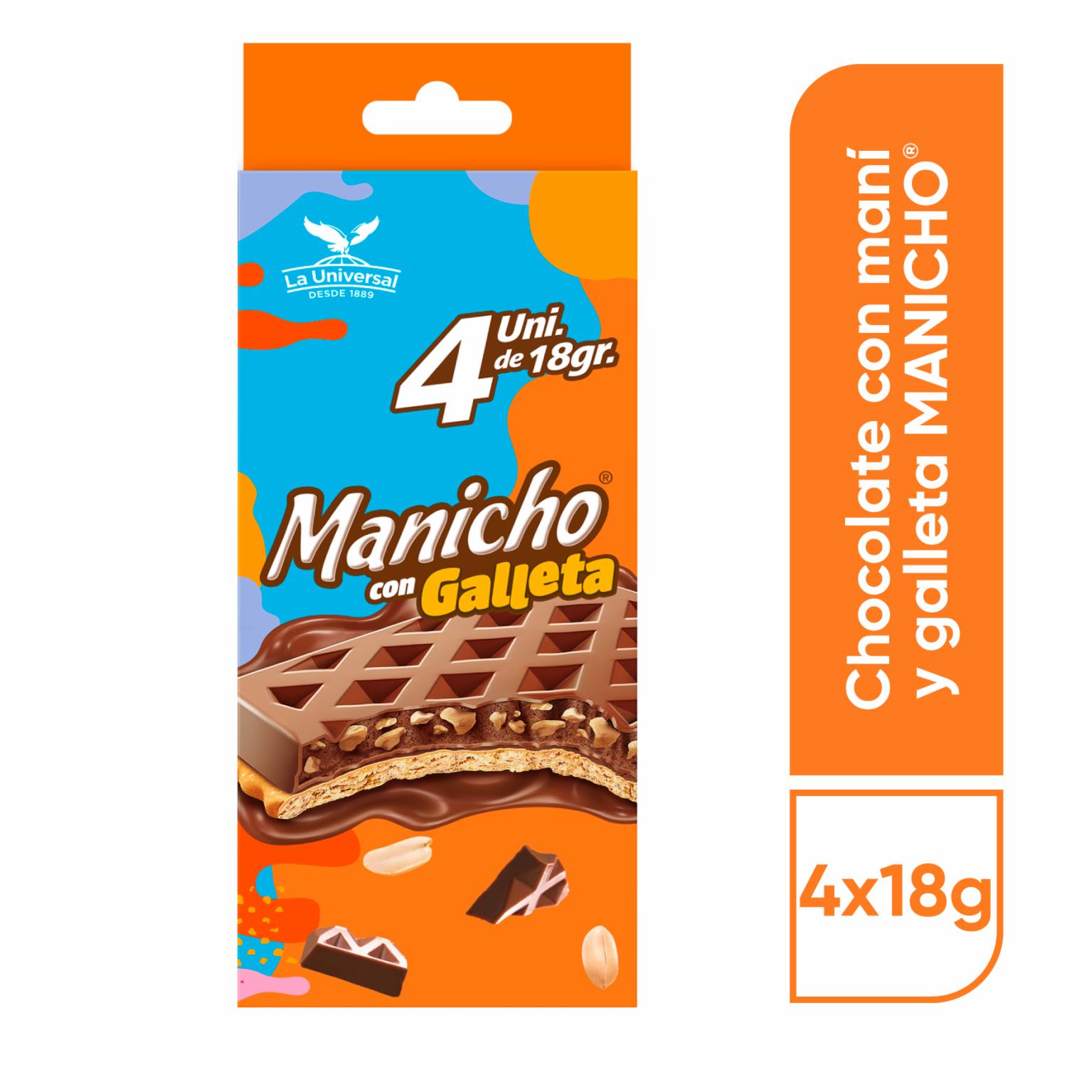 Chocolate Con Maní Y Galleta MANICHO 4X18 G - Supermaxi