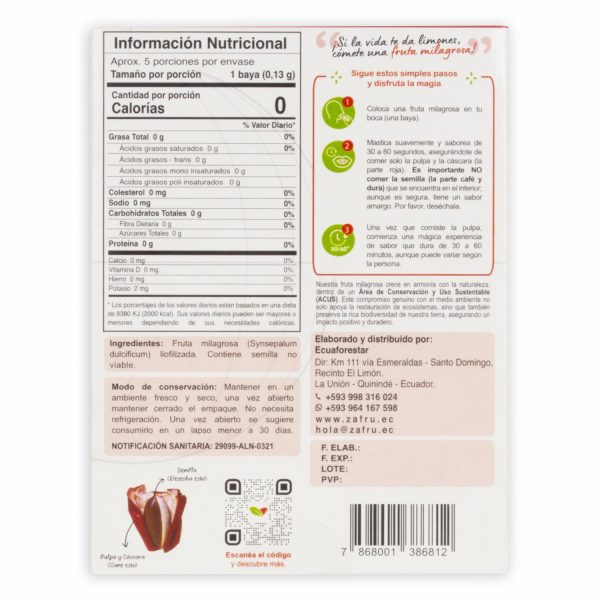 Fruta Milagrosa Liofilizada ZAFRÚ 2 G - Supermaxi