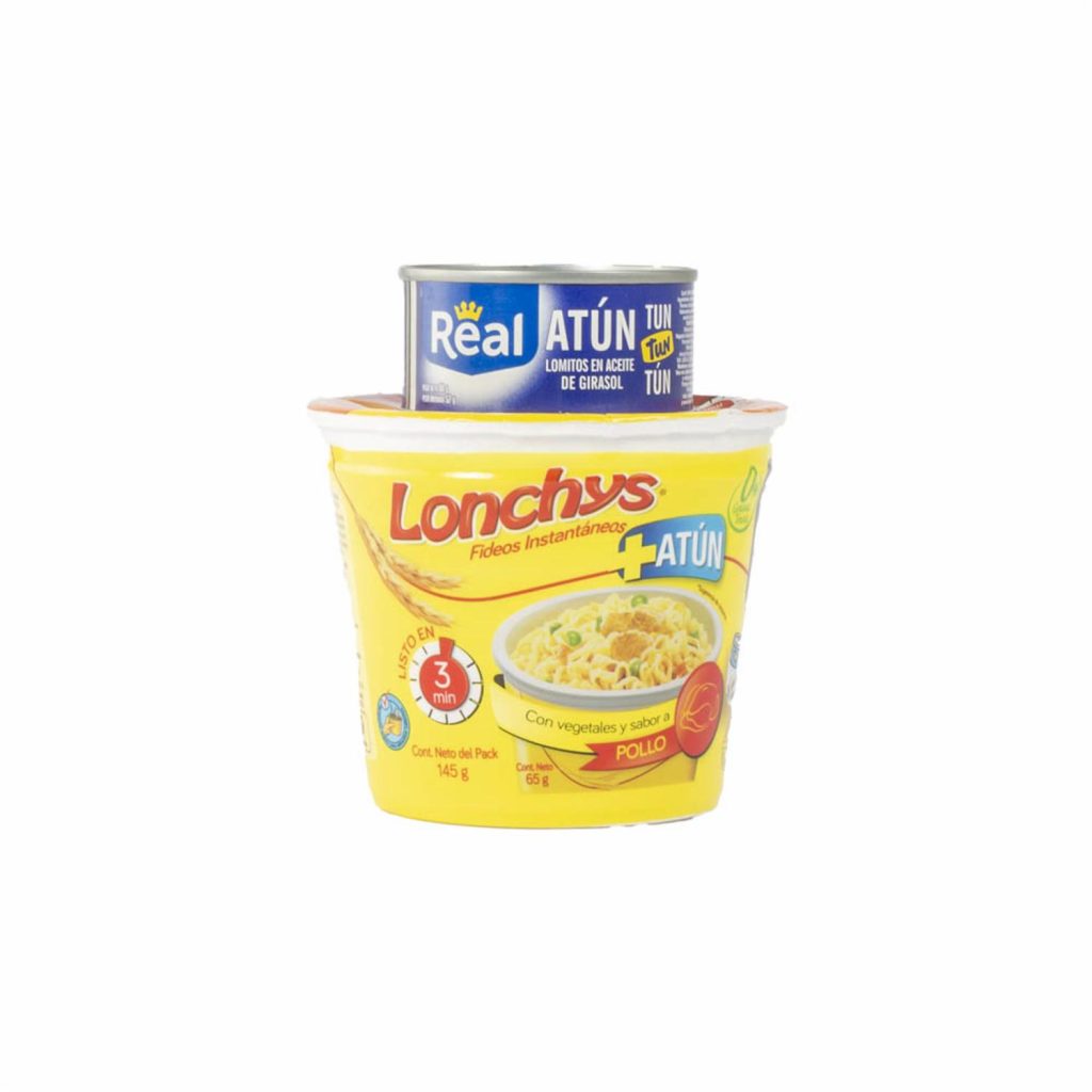 Fideo Instantáneo Sabor A Pollo + Atún Real LONCHYS 2 X 72.50 g - Supermaxi