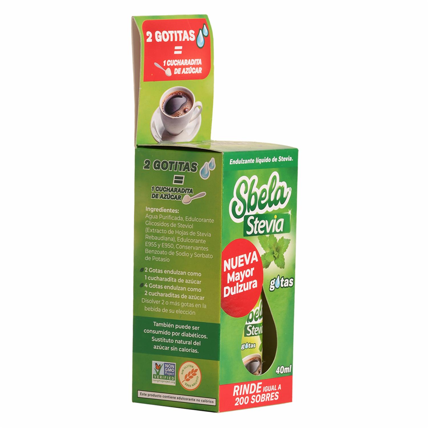 Endulzante Líquido De Stevia En Gotas S'BELA 40 Ml - Supermaxi